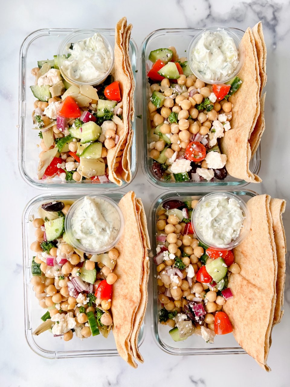 Chickpea Pita Meal Prep - TeacherTastes
